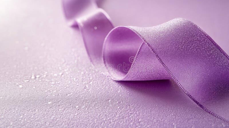 Delicate Purple Ribbon Draped on Dewy Surface Stock Illustration ...