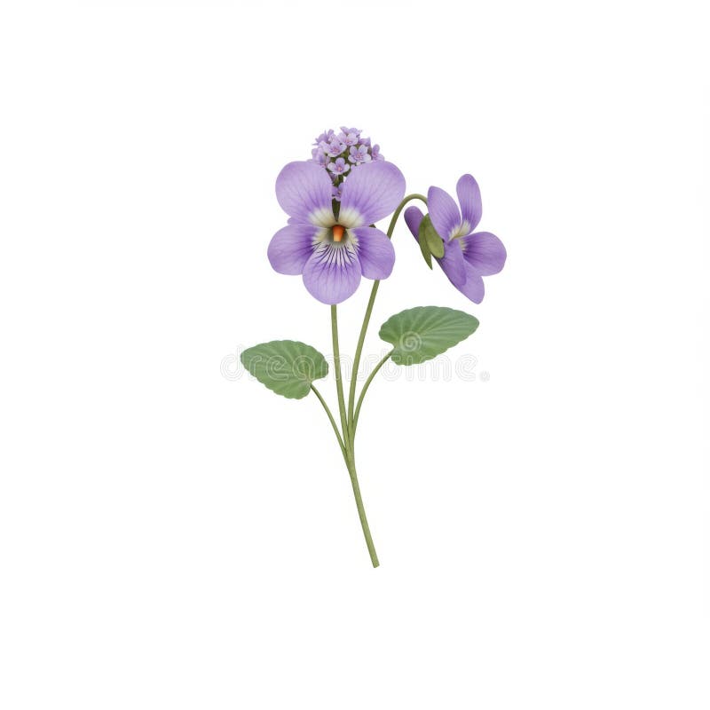 Delicate Purple Violets on White Background Stock Illustration ...