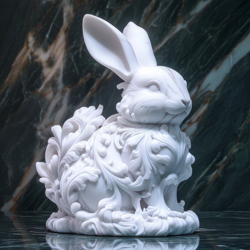 A Delicate Rabbit Figurine with Intricate Carvings, Captured in a ...