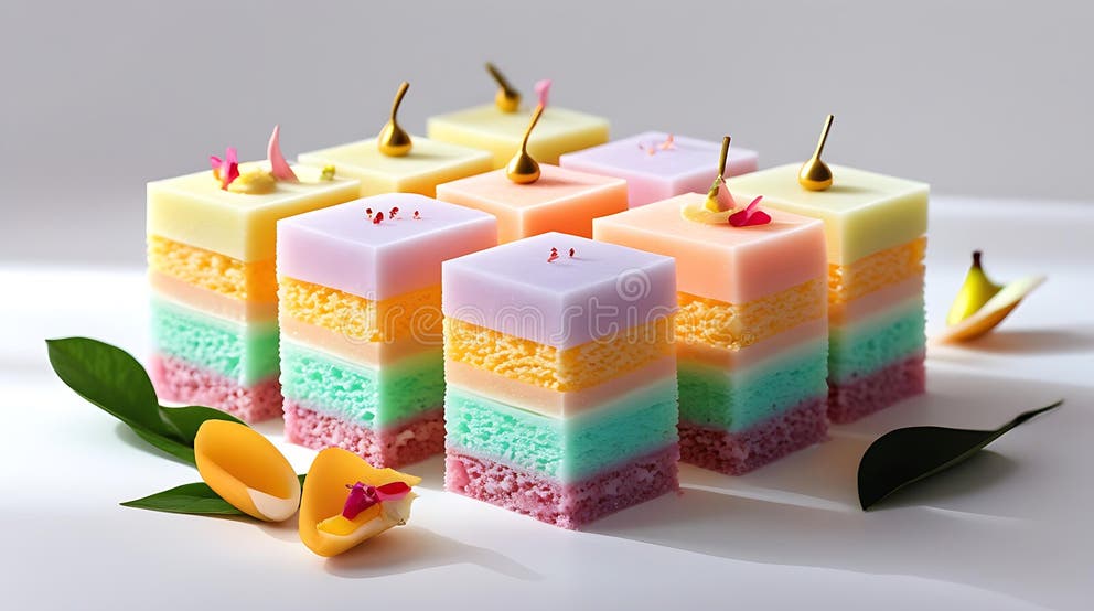 Delicate Rainbow Layer Cakes, Perfect for a Festive Occasion Stock ...