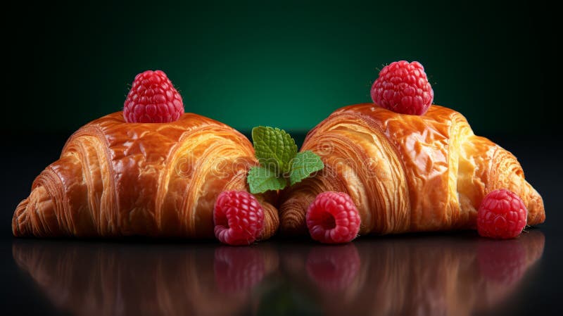 Delicate Raspberry-filled Croissants: a Visual Feast of Elegance Stock ...