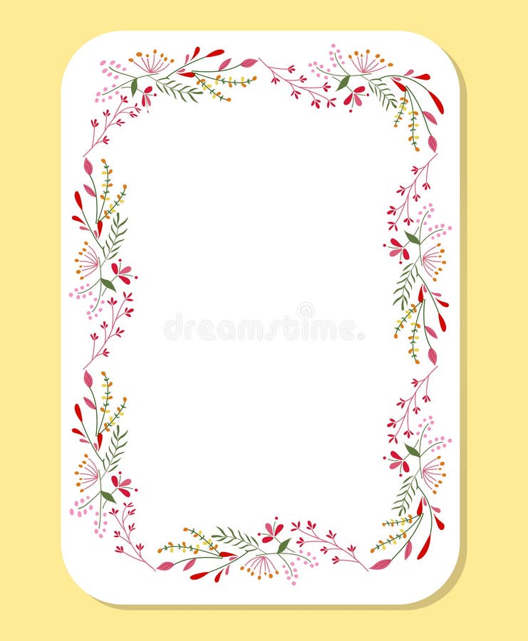 Delicate Rectangular Floral Frame. Stock Illustration - Illustration of ...