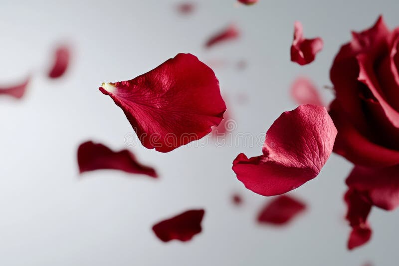 Delicate Red Rose Petals Scattering on a Light Surface with a Textured ...