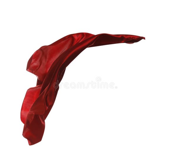 Beautiful Delicate Red Silk Floating on White Background Stock Photo ...