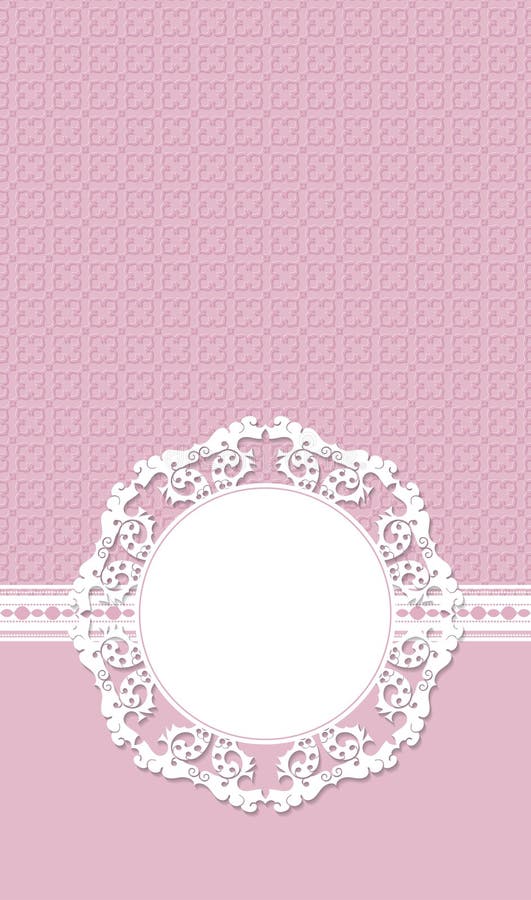 Delicate Romantic Pink Card with Round Lace Frame for Text Stock Vector ...