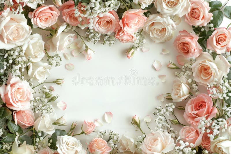 A Delicate Rose Border with an Empty Space for Your Design Stock ...