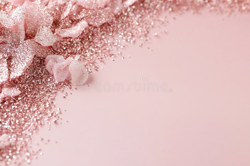 Delicate Rose Gold Glitter Sparkles Around the Edges of a Blush Pink ...
