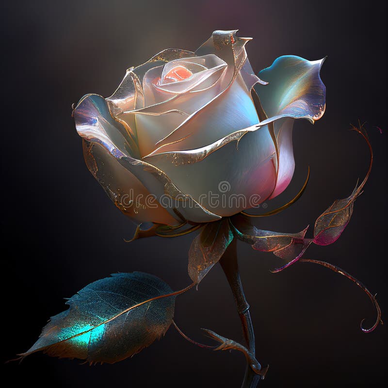 Delicate Rose Made of Opal. AI Generated Stock Illustration ...