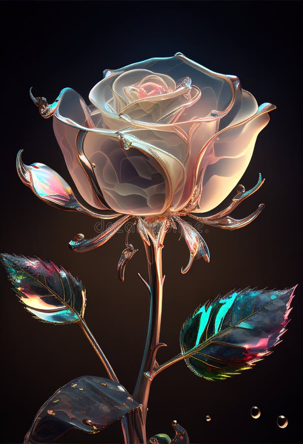 Delicate Rose Made of Opal. AI Generated Stock Illustration ...