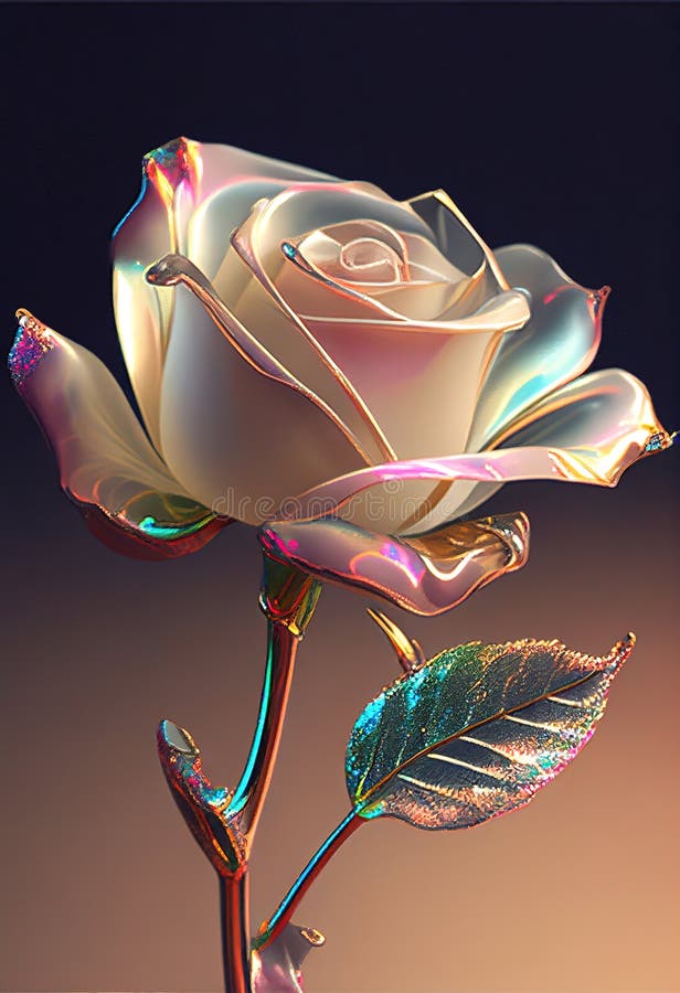 Delicate Rose Made of Opal. AI Generated Stock Illustration ...