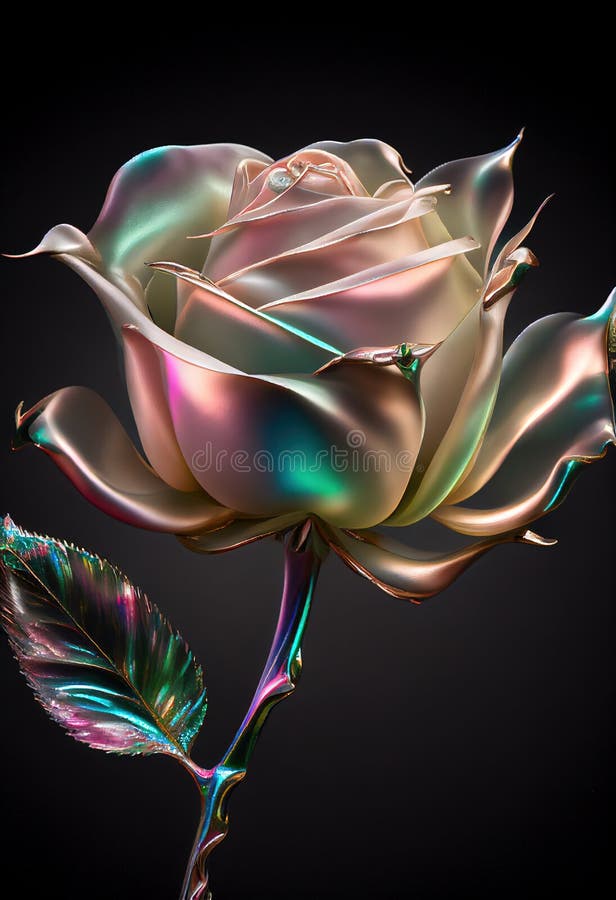 Delicate Rose Made of Opal. AI Generated Stock Illustration ...