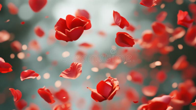 Delicate Rose Petals Falling in Motion Stock Illustration ...