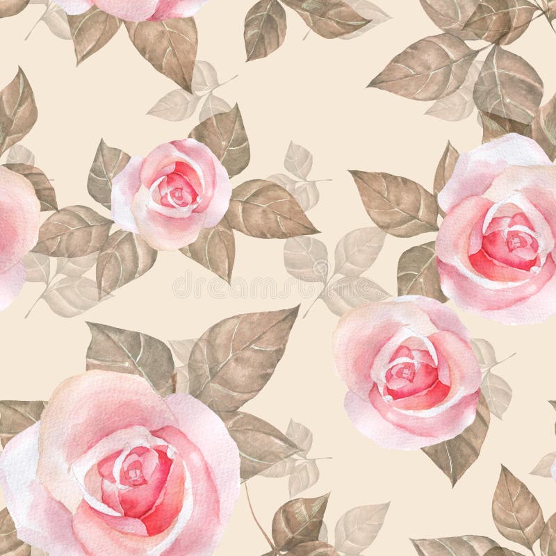 Delicate Roses. Watercolor Floral Seamless Pattern 7 Stock Illustration ...