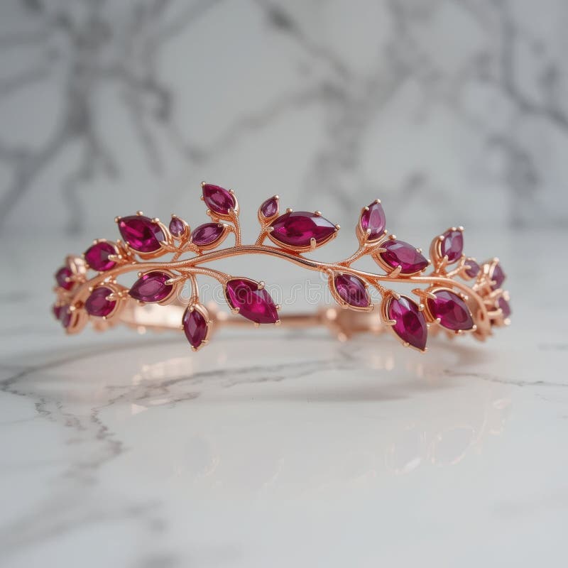 Delicate Ruby Vine Bracelet Featuring Marquise Rubies Shaped Like ...