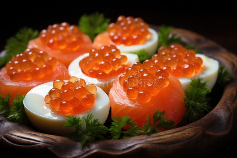Delicate Salmon Eggs Food Slice. Generate Ai Stock Illustration ...