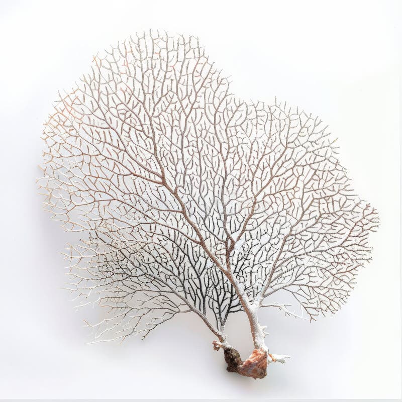 A Delicate Sea Fan Coral with Its Intricate Branches, Isolated on White ...