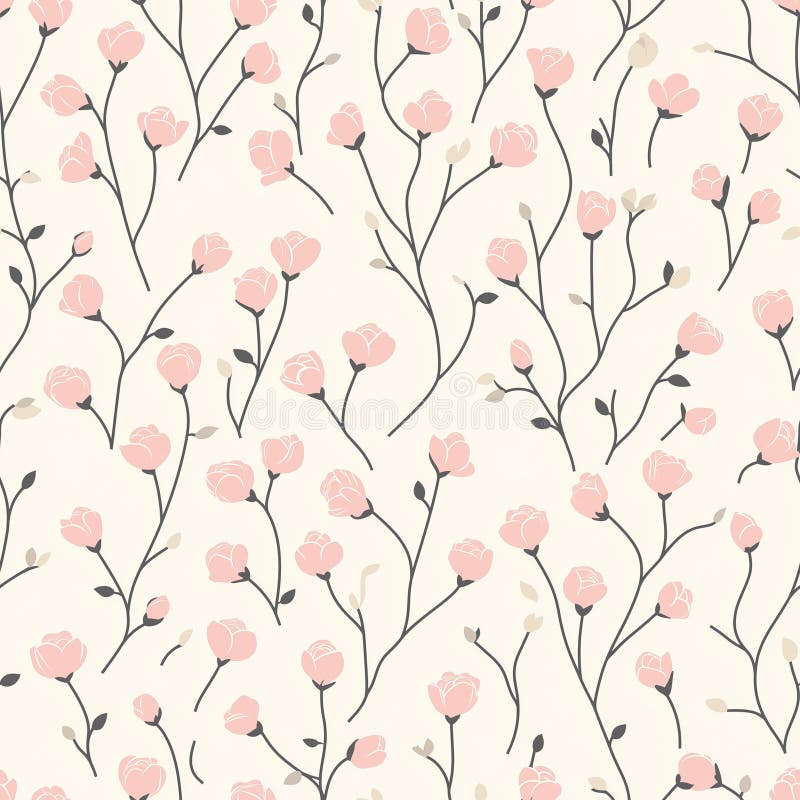 Seamless Pattern of Soft Pink Minimalist Roses on a White Background ...