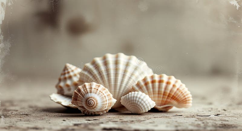 Delicate Seashell Arrangement Vintage Background Stock Photos - Free ...