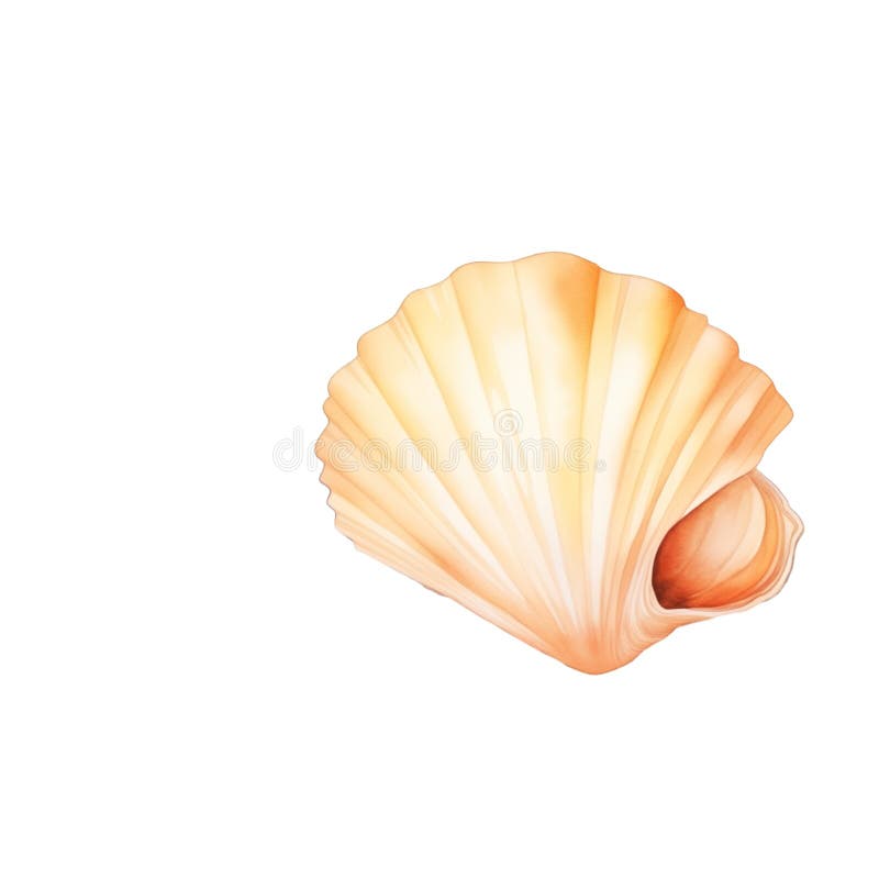 Delicate Seashell with Light Orange Hues and Smooth Texture on a White ...
