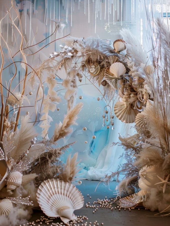 Delicate Seashell and Pearl Decoration with Oceanic Theme Stock Image ...