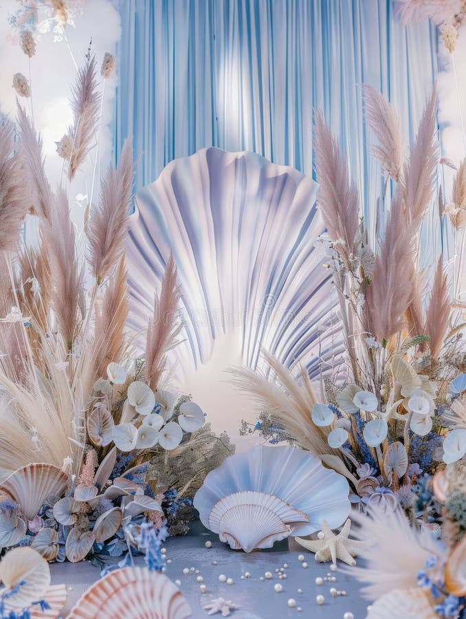 Delicate Seashell and Pearl Decoration with Oceanic Theme Stock Photo ...