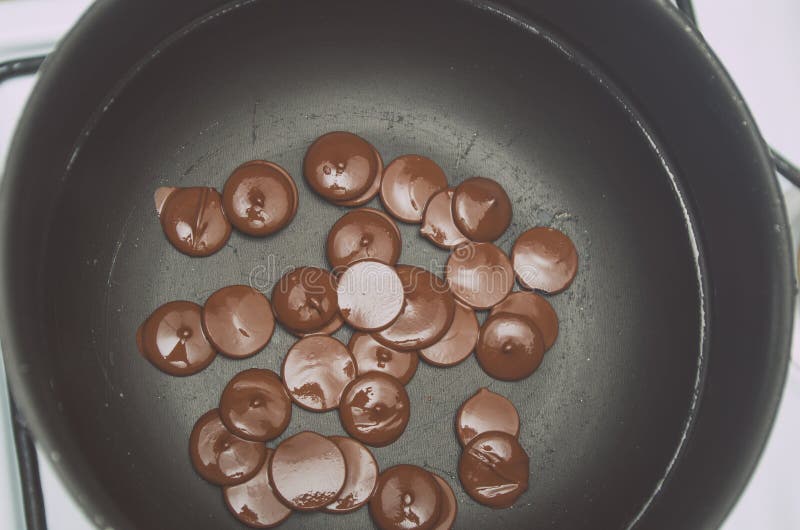 Delicate Setup of Melting Thin Circular Chocolate Stock Image - Image ...