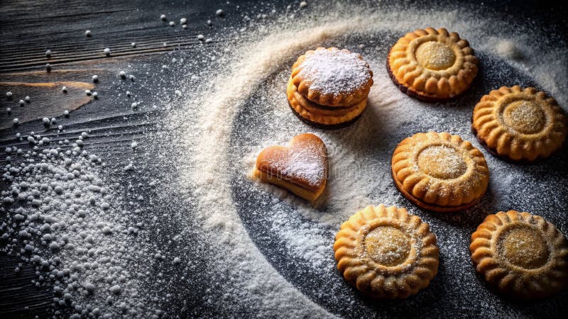 Delicate Silhouette of Icing SugarDusted Biscuits a Sweet Treat in ...