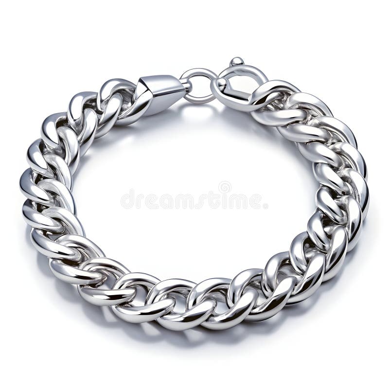 A Delicate Silver Chain Bracelet Featuring Interlinked Designs Stock ...