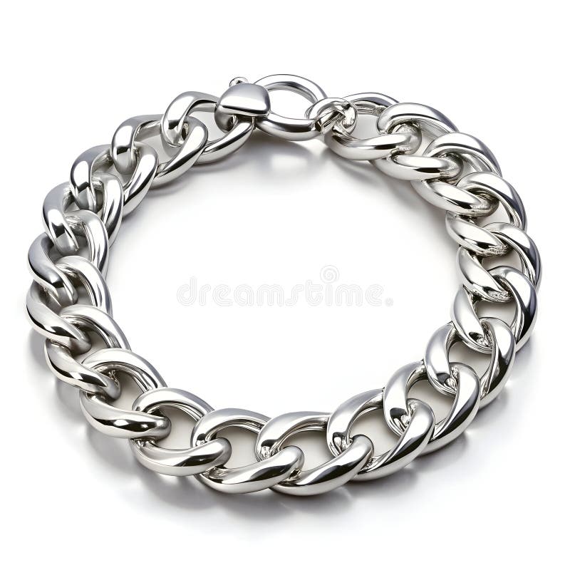 A Delicate Silver Chain Bracelet Featuring Interlinked Designs Stock ...