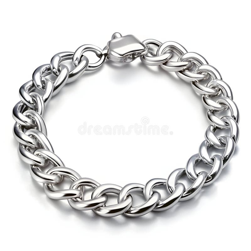 A Delicate Silver Chain Bracelet Featuring Interlinked Designs Stock ...