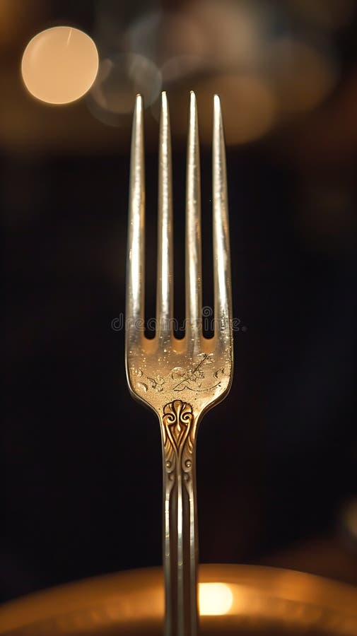 Delicate Silver Fork with Intricate Design on a Dark Background during ...