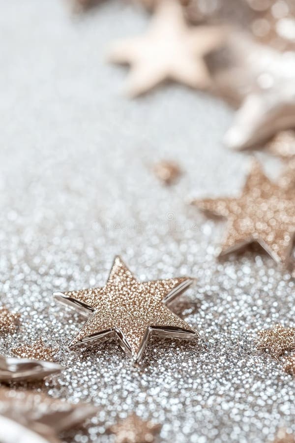 Delicate Silver Glitter and Tiny Star Accents Form an Elegant Border on ...