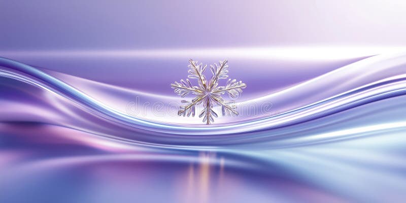 Delicate Silver Snowflake Floating on Abstract Purple and Blue Waves ...