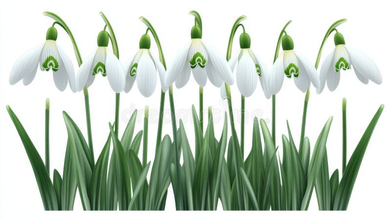 Delicate Snowdrop Flowers Forming a Frame Border, with Negative Space ...