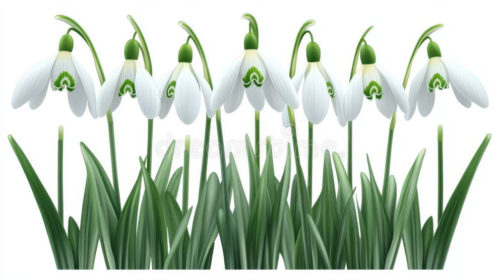Delicate Snowdrop Flowers Forming a Frame Border, with Negative Space ...