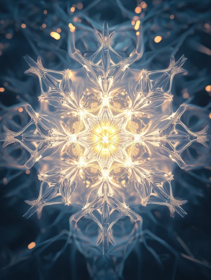 Delicate Snowflake-like Geometric Shapes Shine Softly, Creating a ...