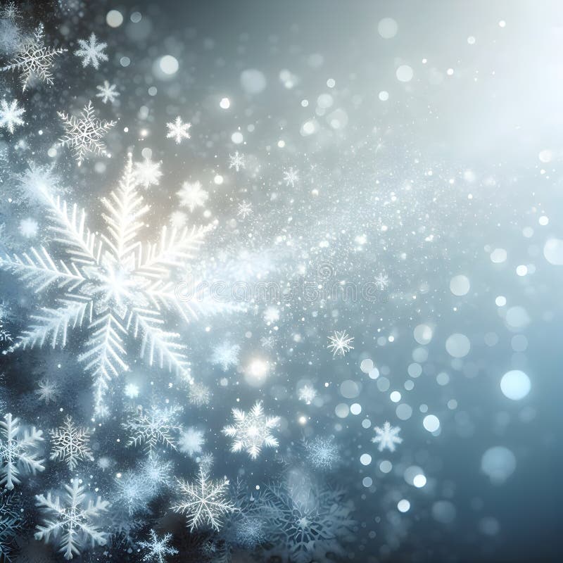 Delicate Snowflakes Falling on a Silver and Blue Gradient. Stock ...