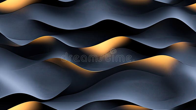 Delicate Soft Blue Waves Embody a Gentle Flow, Enhanced by Warm Golden ...