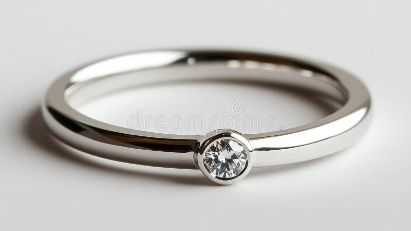 Delicate Solitaire Diamond Ring on White Background Stock Illustration ...