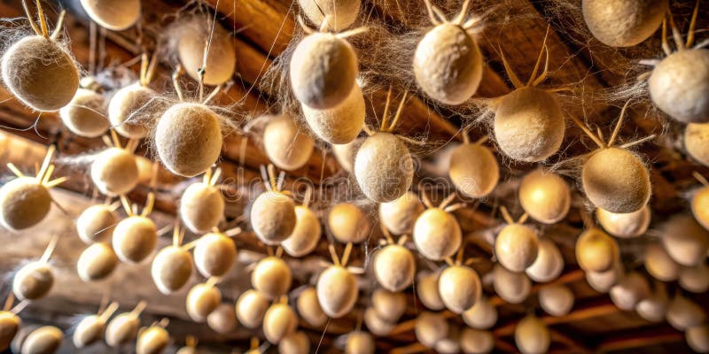 Intricate Spider Egg Sacs Draped from a Ceiling a Masterful Rule of ...