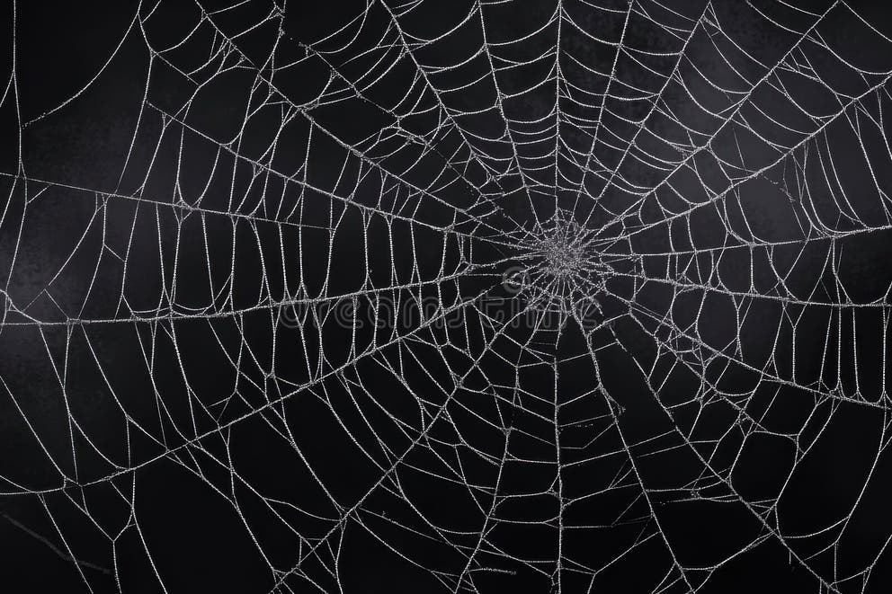 Delicate Spider Web on a Black Background Stock Image - Image of lines ...