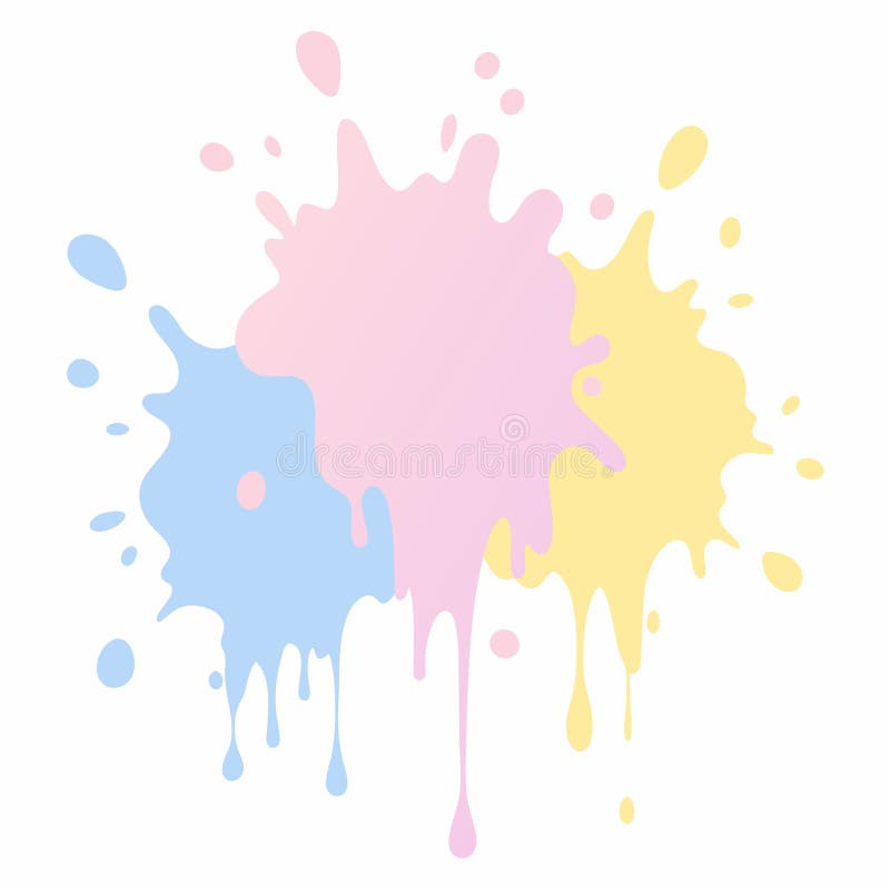 Splashes of Pastel Blue, Pink, and Yellow Paint Meld Together Stock ...