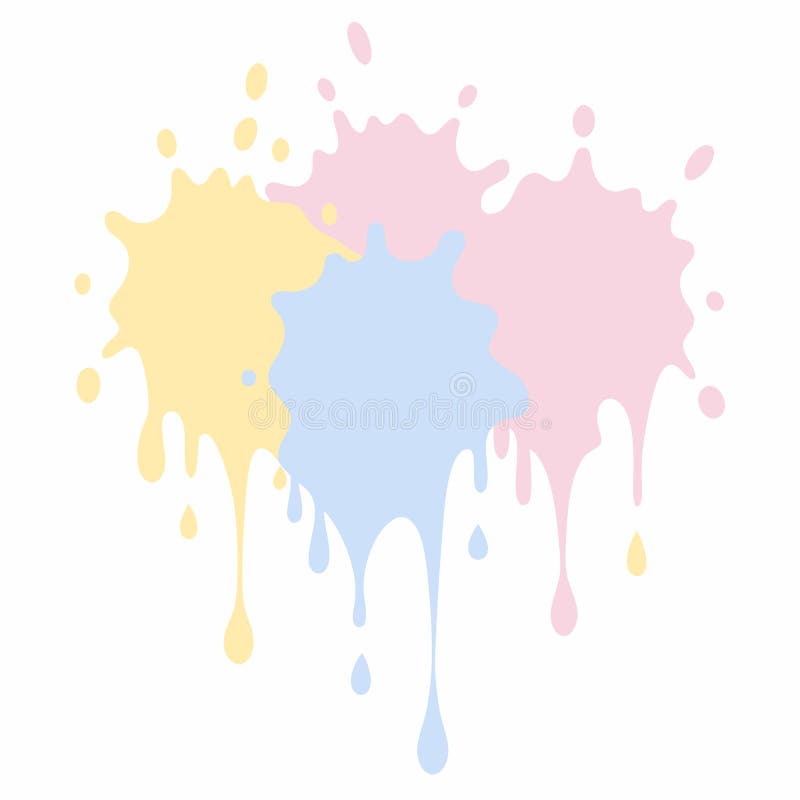 Splashes of Pastel Blue, Pink, and Yellow Paint Meld Together Stock ...