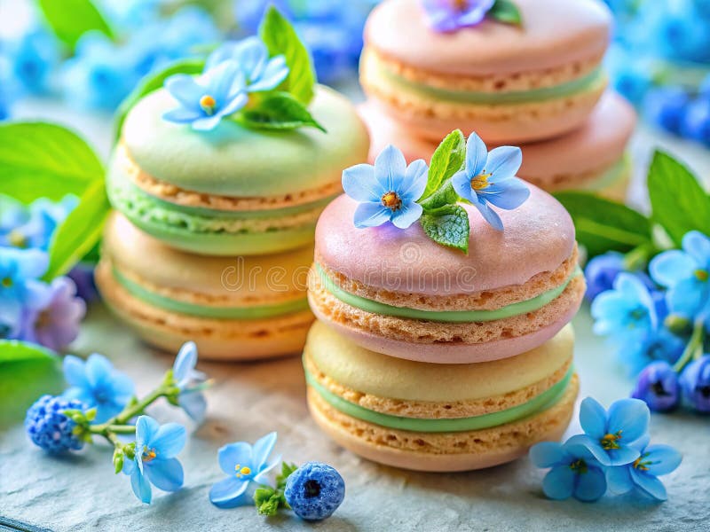 Delicate Spring Dessert Garnished with Edible ForgetMeNots a Beautiful ...