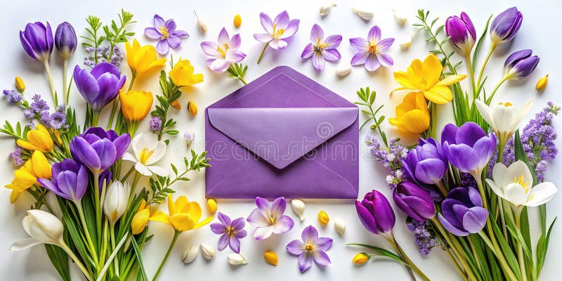 Delicate Spring Flowers in an Envelope a Flat Lay Featuring Snowdrops ...