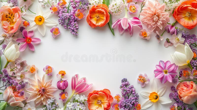 Delicate Spring Flowers on Light Background. Place for Text ...