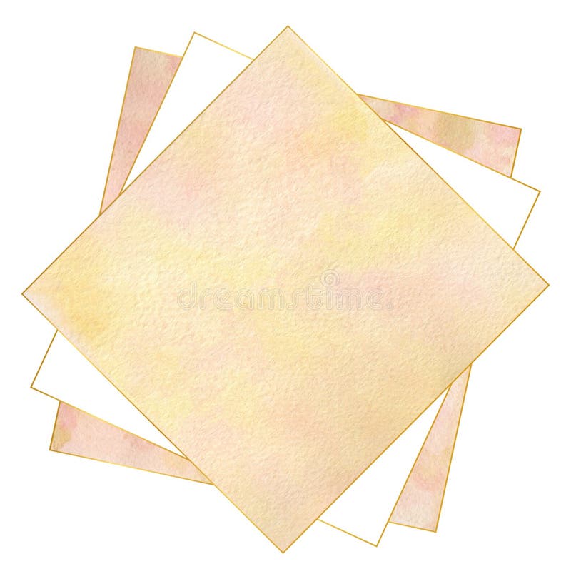 Delicate Square Pink Frame with Watercolor Pink Gold Background Stock ...
