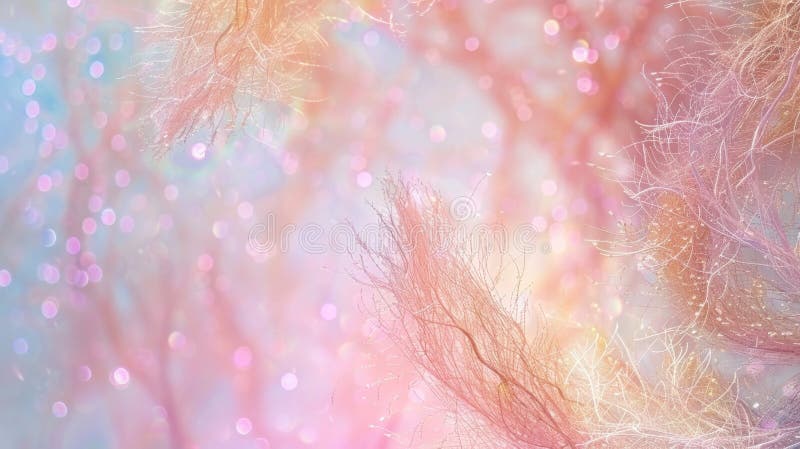 Delicate Strands Float Amidst a Soft, Pastel-hued Holographic Backdrop ...