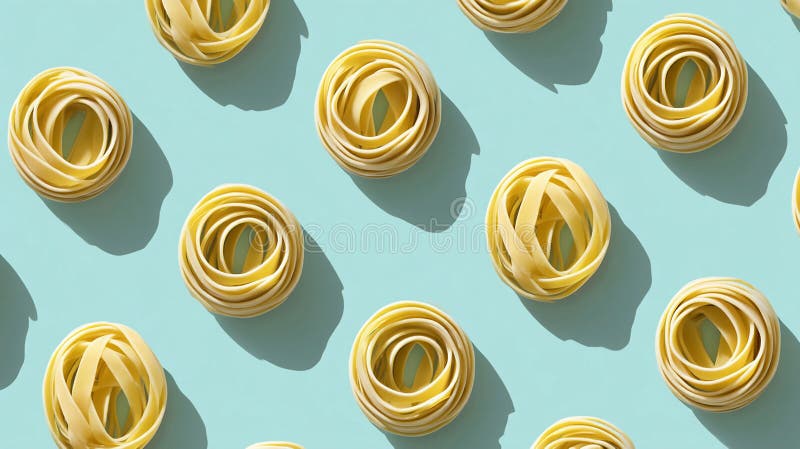 Freshly Rolled Pasta Arranged on a Vibrant Blue Background Showcasing ...