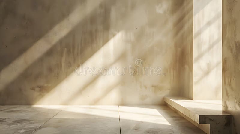 Delicate Sunlight Patterns on a White Wall in an Empty Room. Generative ...